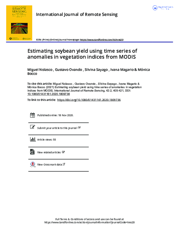 (PDF) Estimating soybean yield using time series of anomalies in vegetation indices from MODIS ...
