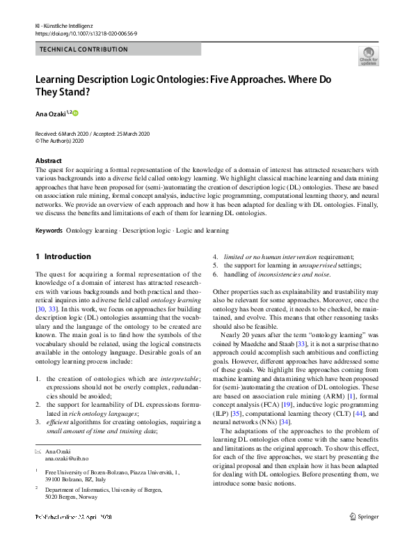 (PDF) Learning Description Logic Ontologies: Five Approaches. Where Do ...