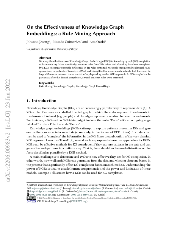 (PDF) On the Effectiveness of Knowledge Graph Embeddings: a Rule Mining Approach | Ana Ozaki ...