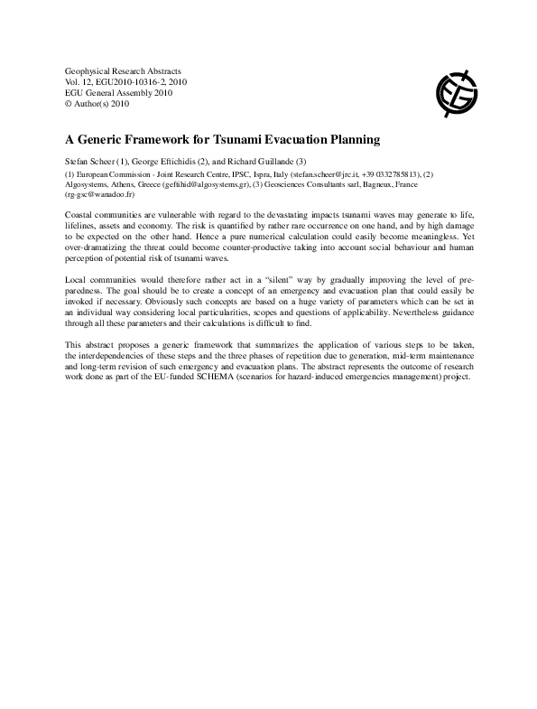 (PDF) A generic framework for tsunami evacuation planning