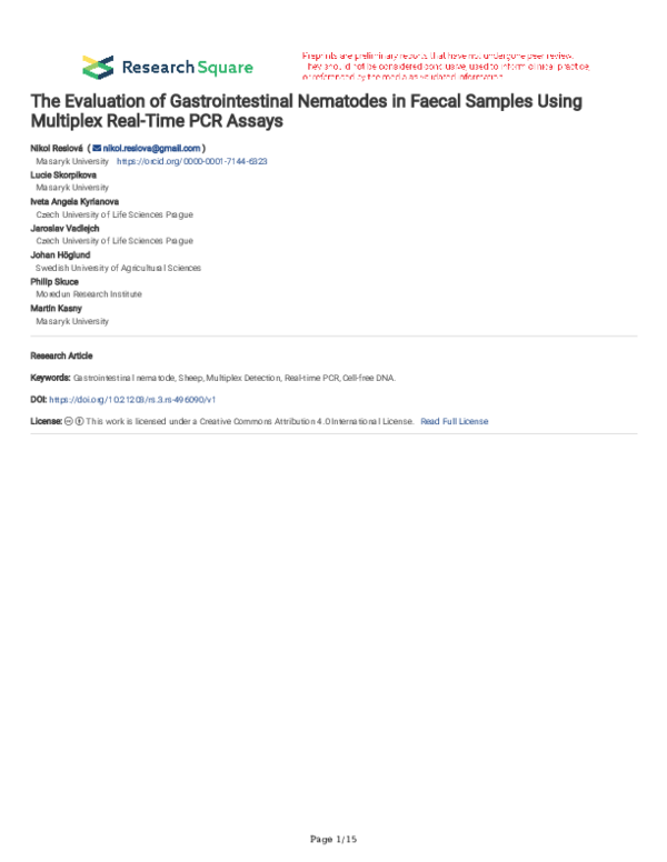 (PDF) The Evaluation of Gastrointestinal Nematodes in Faecal Samples ...