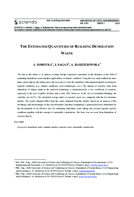 (PDF) The Estimated Quantities of Building Demolition Waste