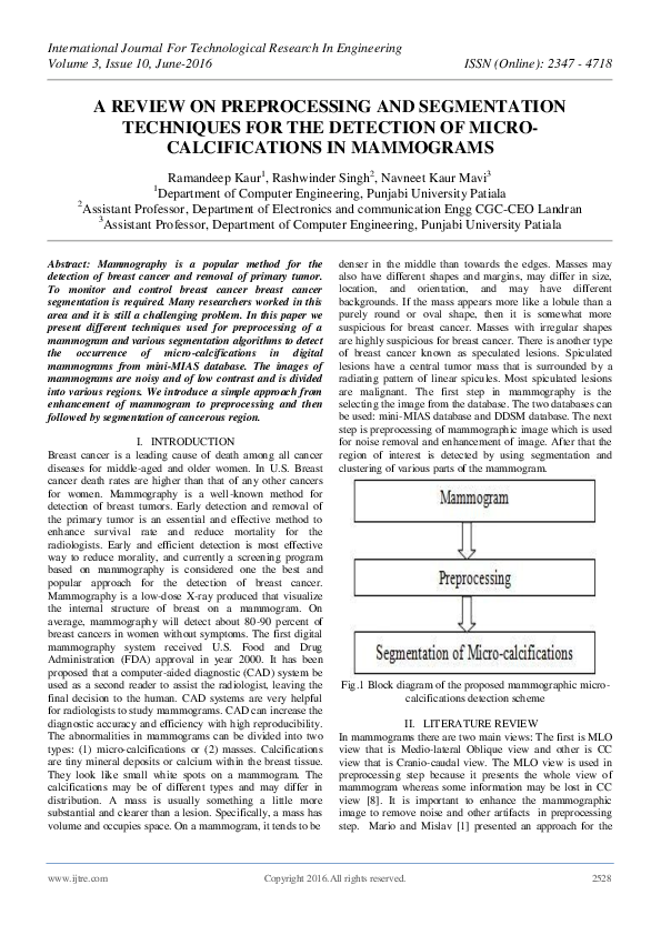 (PDF) A Review on Preprocessing and Segmentation Techniques for the Detection of Micro ...