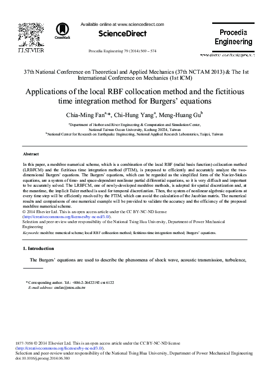 (PDF) Applications of the Local RBF Collocation Method and the Fictitious Time Integration ...