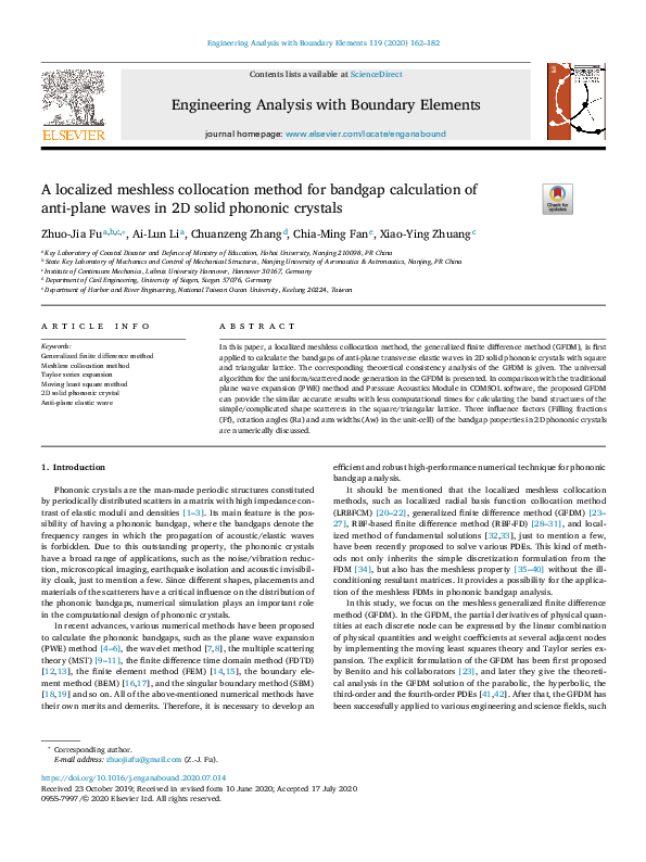 Pdf A Localized Meshless Collocation Method For Bandgap Calculation