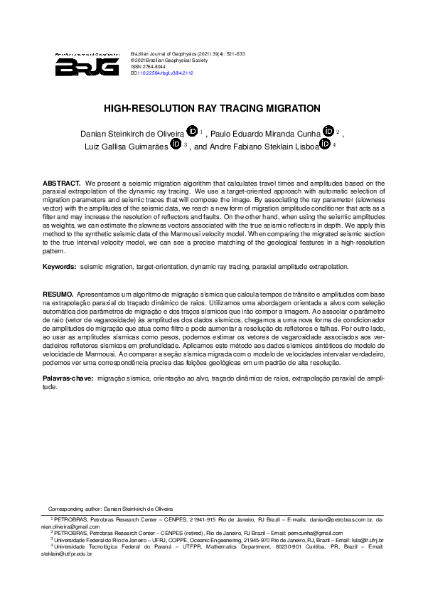 (PDF) High-Resolution Seismic Migration via Ray Tracing
