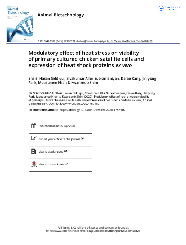 (PDF) Modulatory effect of heat stress on viability of primary cultured ...