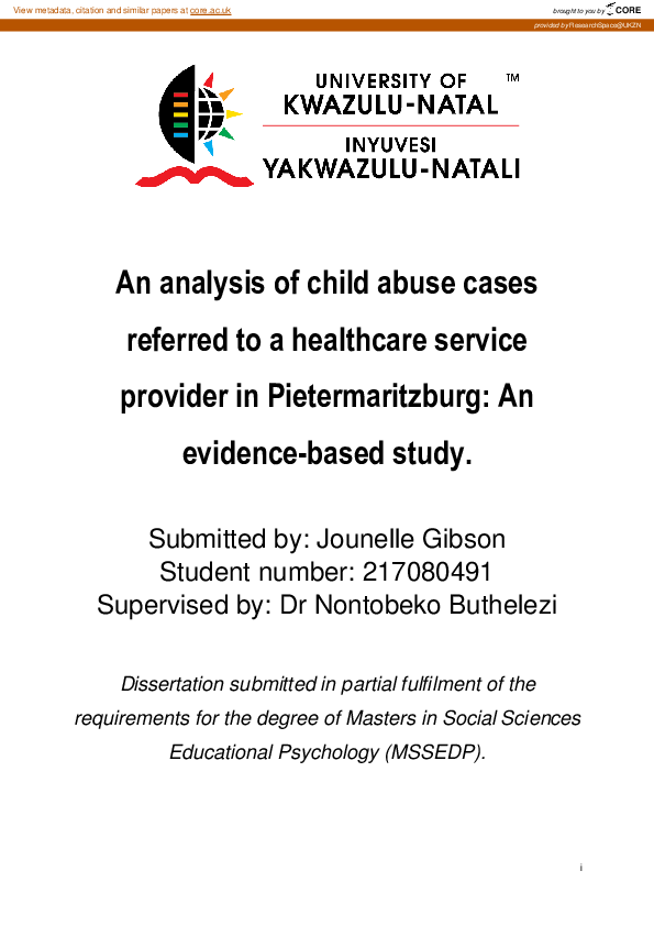 (PDF) An analysis of child abuse cases referred to a healthcare service ...