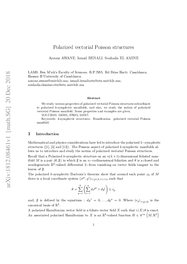 (PDF) Polarized vectorial Poisson structures