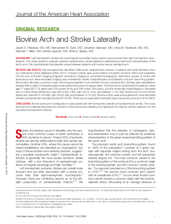 (PDF) Impact of Bovine Arch on Stroke Laterality