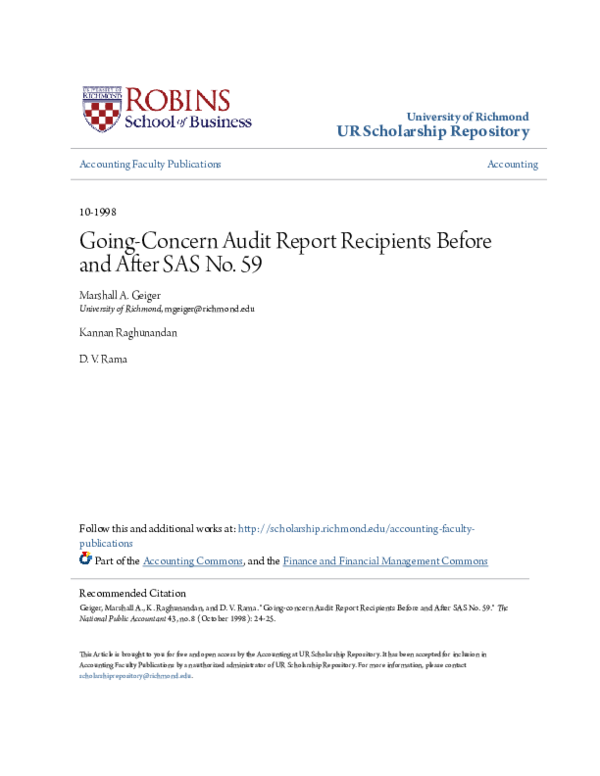 (PDF) Going-concern audit report recipients before and after SAS No. 59 ...