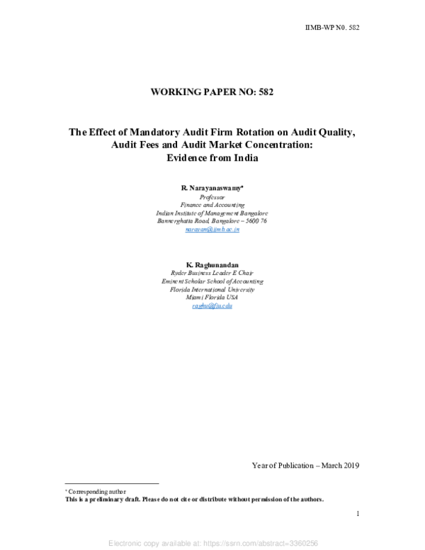 (PDF) The Effect of Mandatory Audit Firm Rotation on Audit Quality and ...