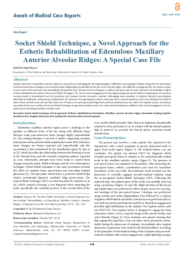 (PDF) Socket shield technique, a novel approach for the esthetic ...