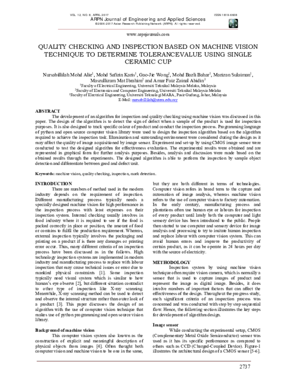 (PDF) Quality Checking And Inspection Based On Machine Vision Technique ...