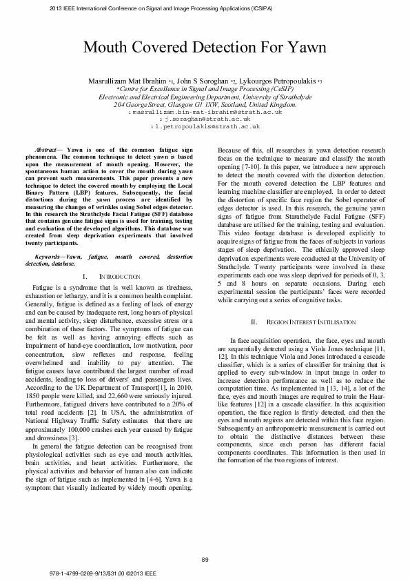 Pdf Mouth Covered Detection For Yawn