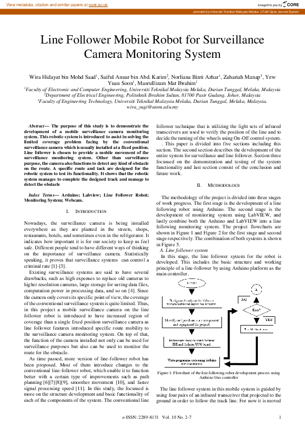 (PDF) Line Follower Mobile Robot for Surveillance Camera Monitoring System