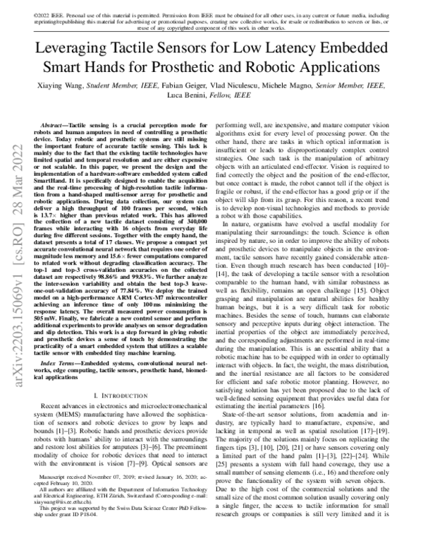 (PDF) Leveraging Tactile Sensors for Low Latency Embedded Smart Hands ...