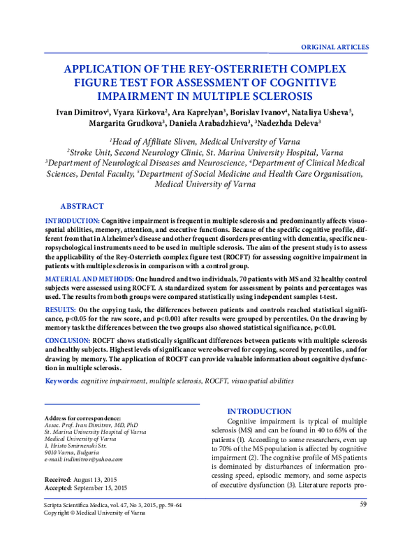 (PDF) Application of the Rey-Osterrieth complex figure test for ...