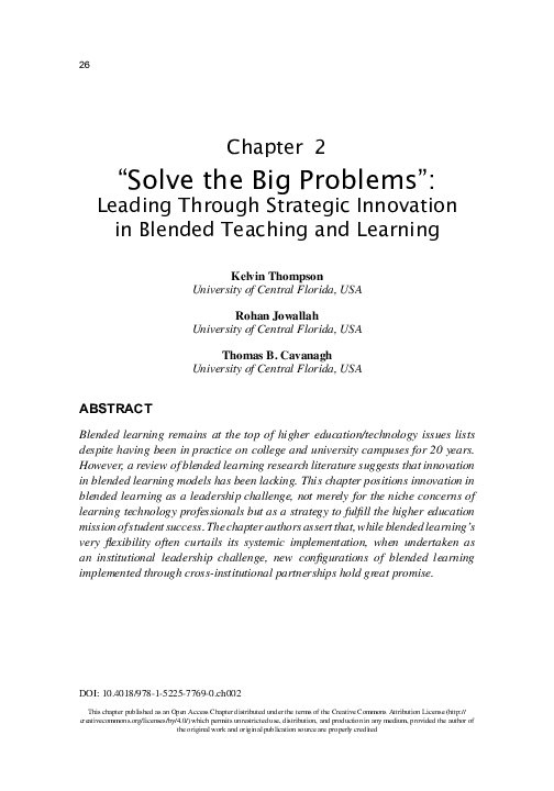 (PDF) “Solve the Big Problems” | Kelvin Thompson - Academia.edu