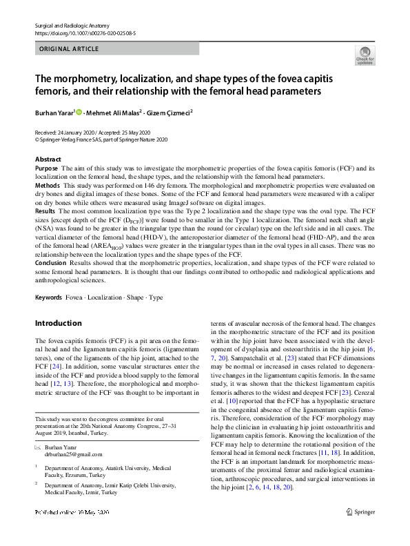 (PDF) The morphometry, localization, and shape types of the fovea ...