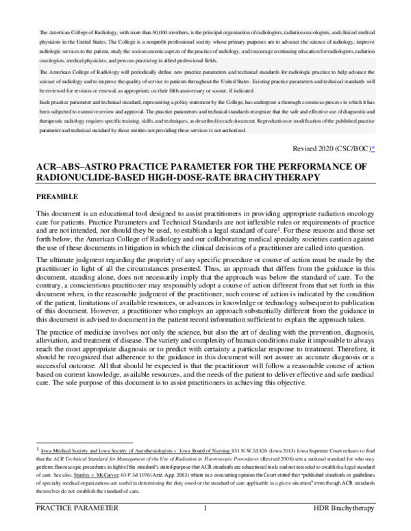 (PDF) Acr–Abs Practice Parameter for the Performance of Radionuclide ...
