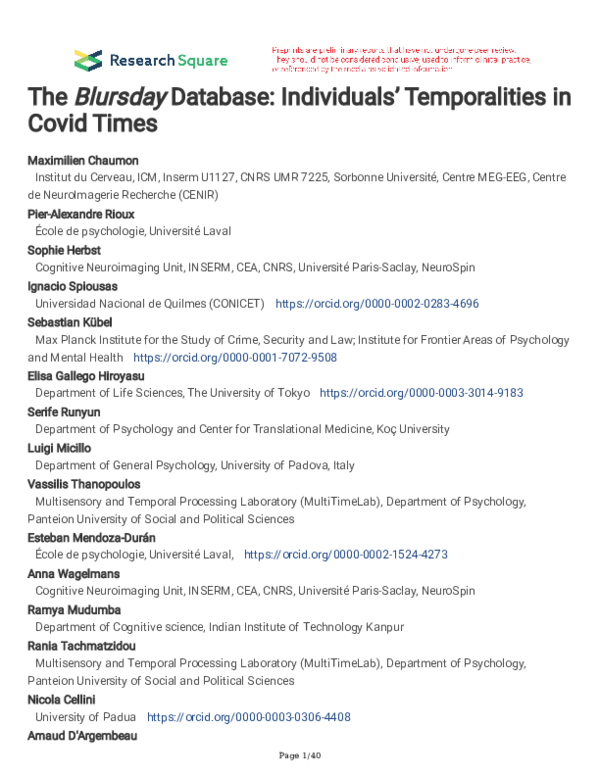 (PDF) The Blursday Database: Individuals’ Temporalities in Covid Times ...