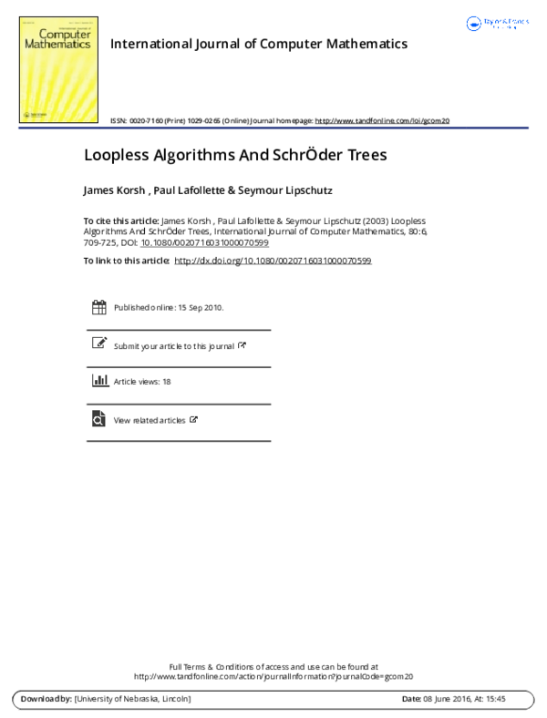 Pdf Loopless Algorithms And SchrÖder Trees Paul Lafollette 