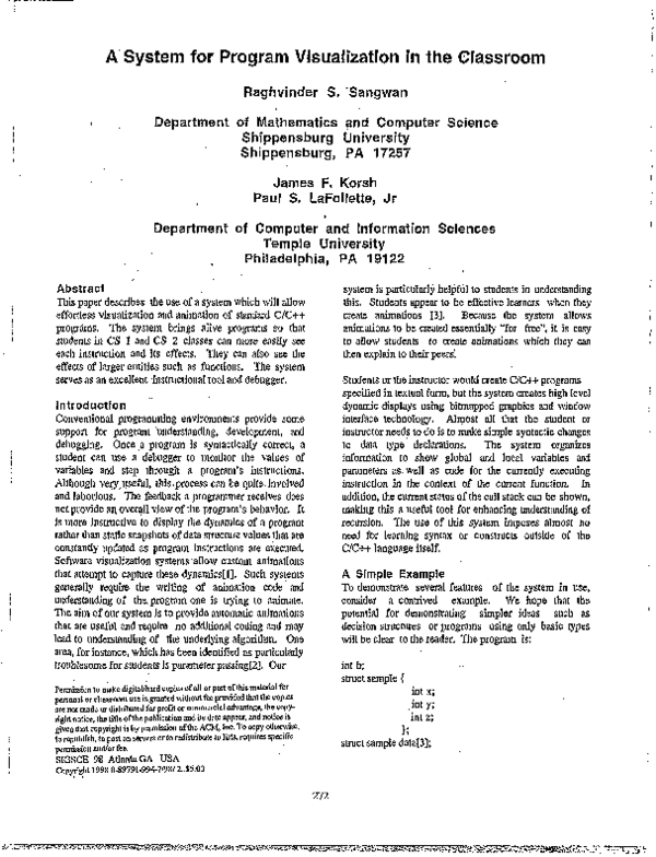 (PDF) A system for program visualization in the classroom