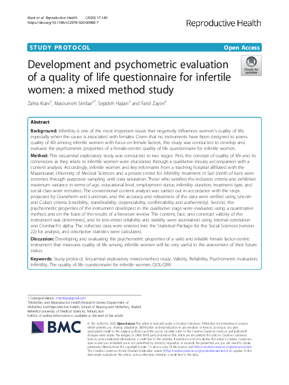 (PDF) Development and psychometric evaluation of a quantitative measure ...