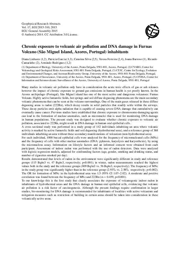 (PDF) Chronic exposure to volcanic air pollution and DNA damage in ...