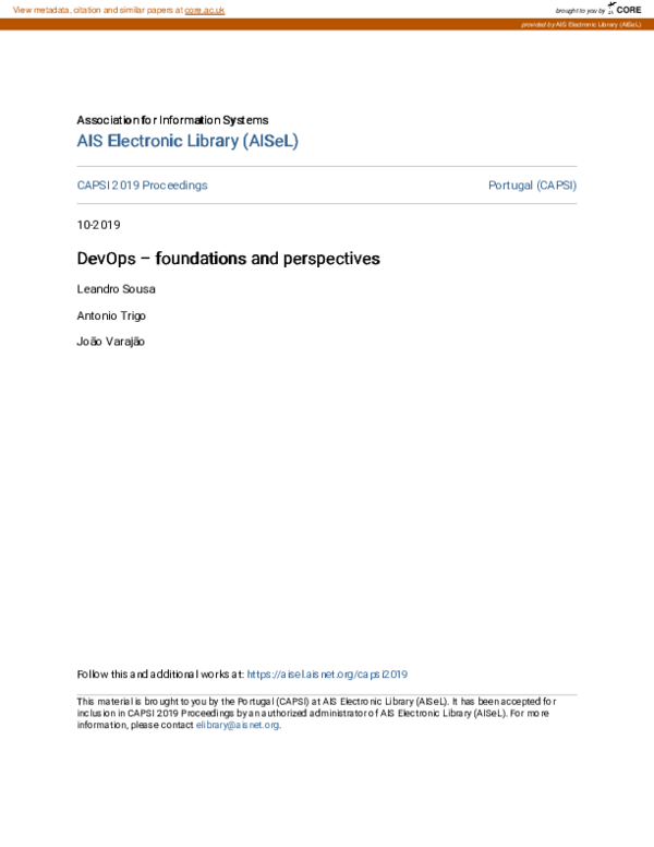 (PDF) DevOps – foundations and perspectives
