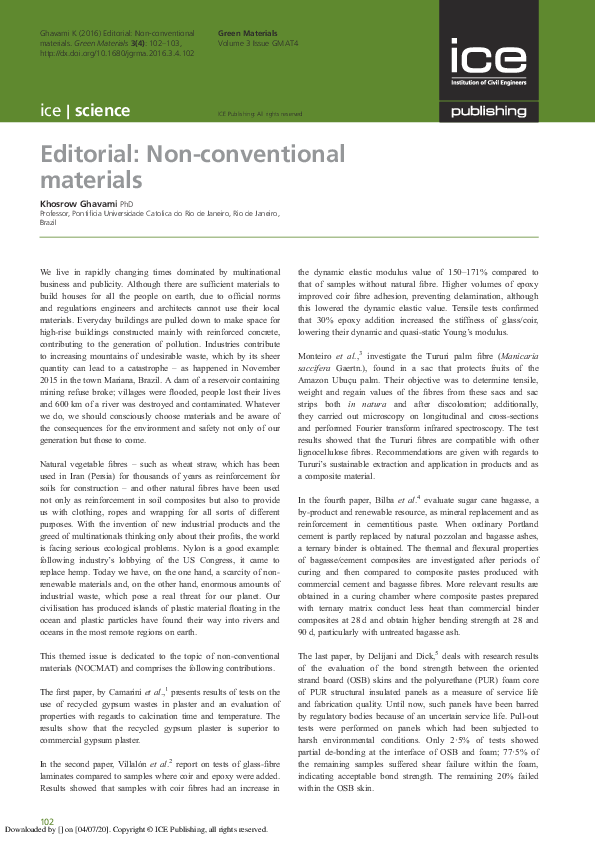 (PDF) Editorial: Non-conventional materials