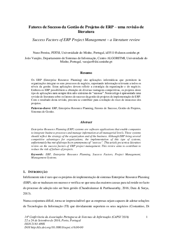 (PDF) Success factors of CRM project management – A Literature Review