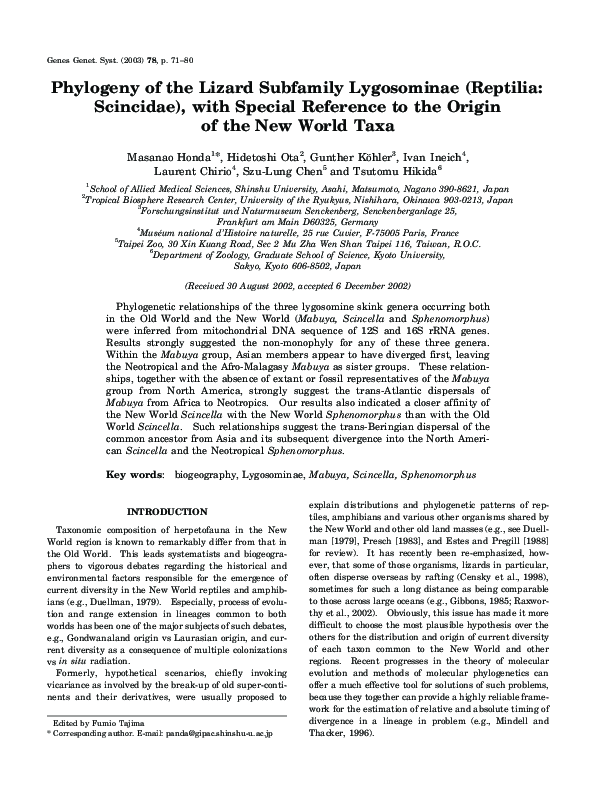 (PDF) Phylogeny of the Lizard Subfamily Lygosominae (Reptilia ...