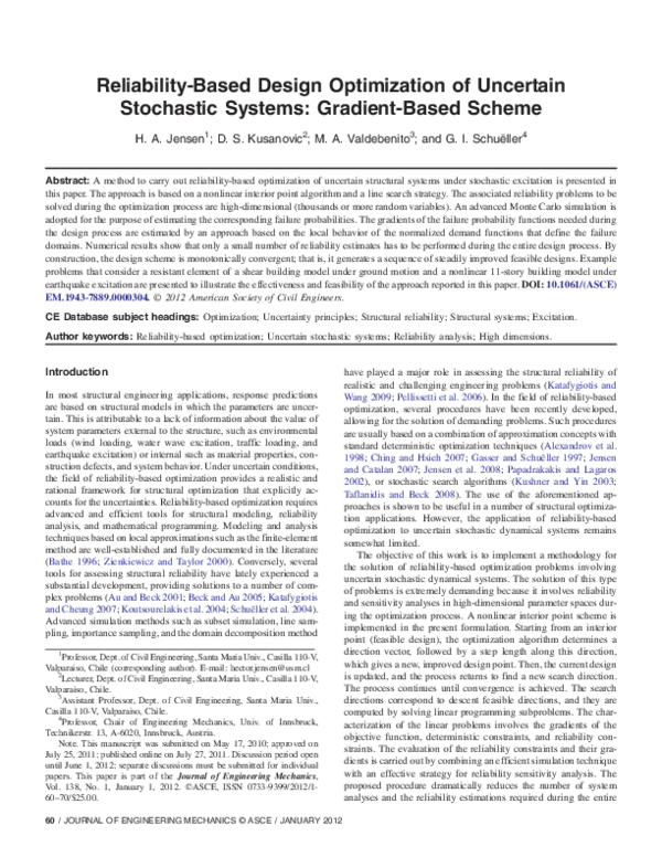 (PDF) Reliability-Based Design Optimization of Uncertain Stochastic Systems: Gradient-Based ...