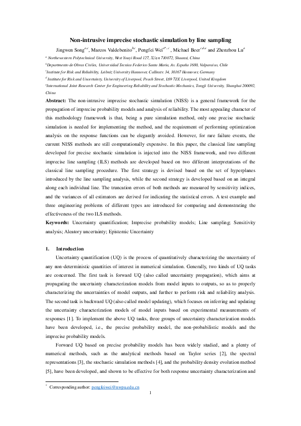 (PDF) Non-intrusive imprecise stochastic simulation by line sampling