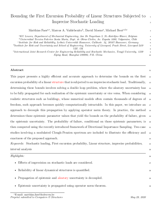 (PDF) Bounding the first excursion probability of linear structures subjected to imprecise ...