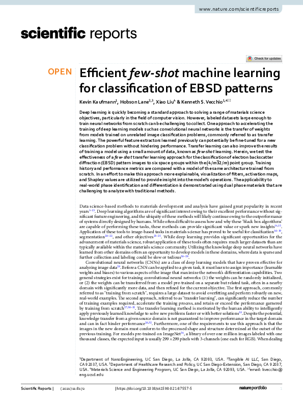 (PDF) Efficient few-shot machine learning for classification of EBSD patterns