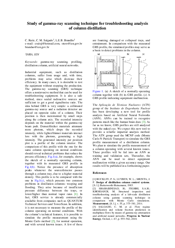 (PDF) Study of gamma-ray scanning technique for troubleshooting ...