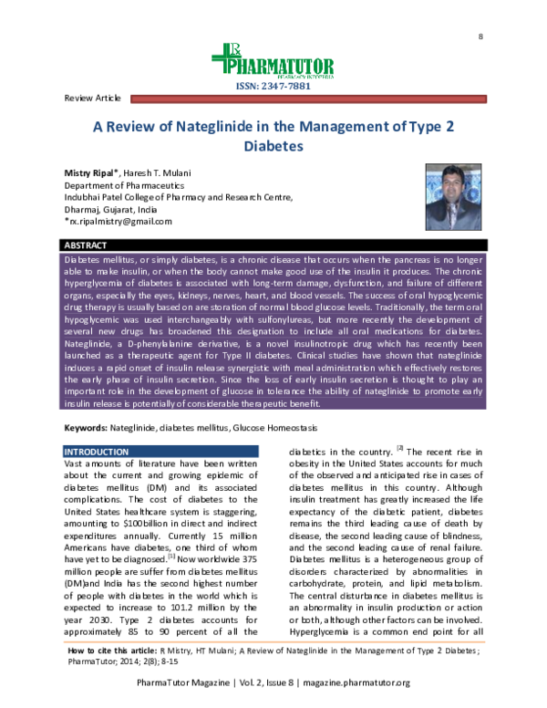 (PDF) Review Article A Review of Nateglinide in the Management of Type ...