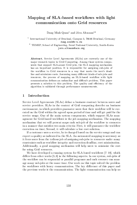 Pdf Mapping Of Sla Based Workflows With Light Communication Onto Grid