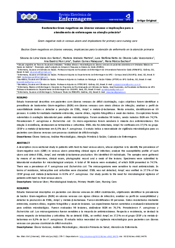 (PDF) Bastonetes Gram-negativos em úlceras venosas e implicações para o ...