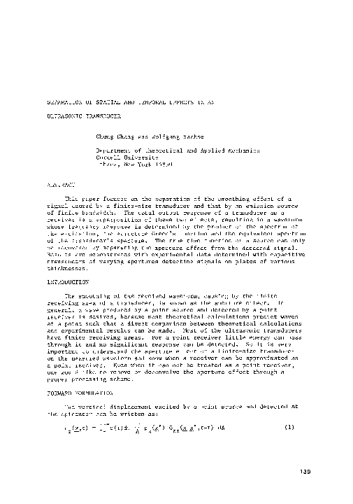 (PDF) Separation of Spatial and Temporal Effects in an Ultrasonic Transducer