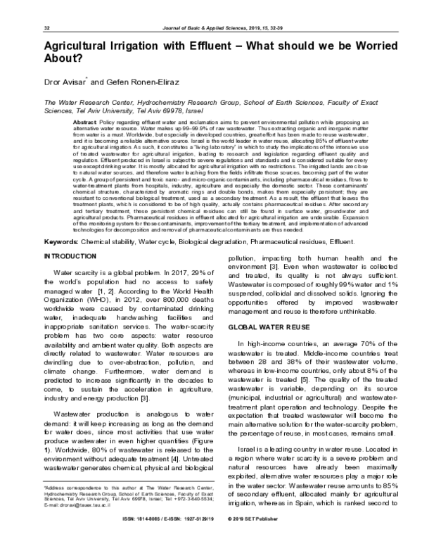 (PDF) Agricultural Irrigation with Effluent – What should we be Worried ...