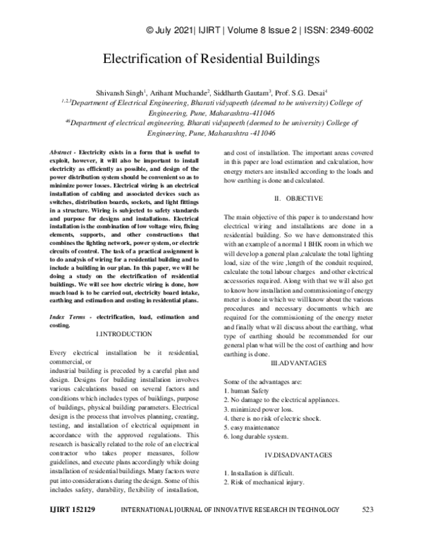 (PDF) Electrification of Residential Building