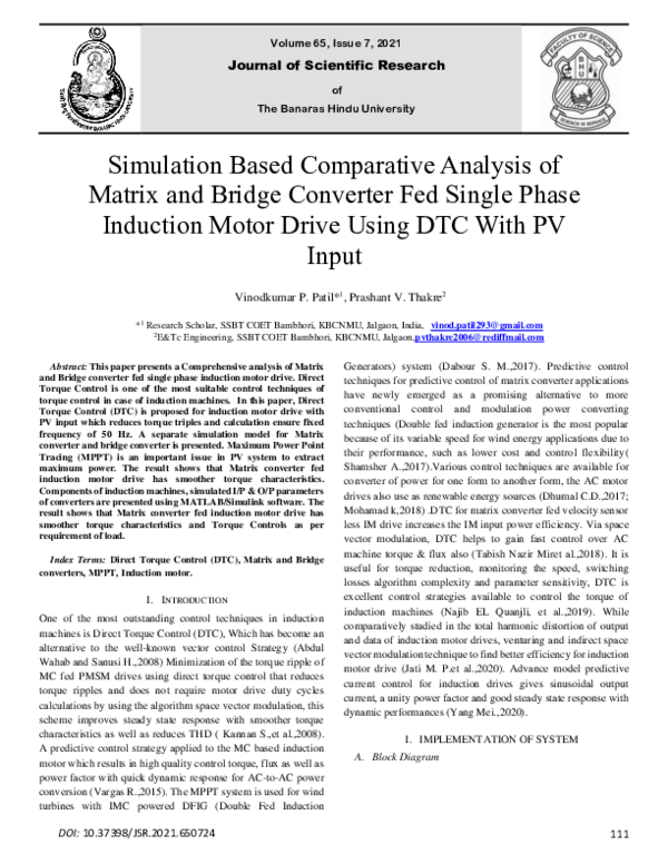 (PDF) Simulation Based Comparative Analysis of Matrix and Bridge Converter Fed Single Phase ...