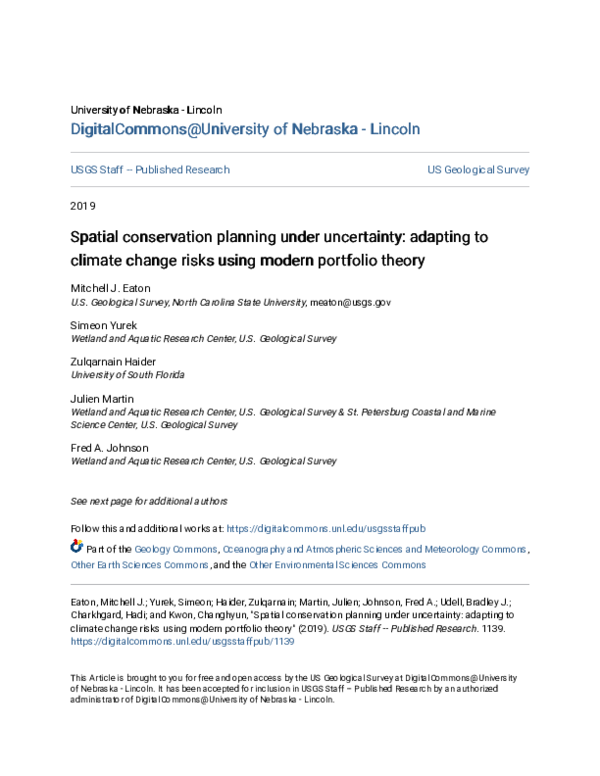 (PDF) Spatial conservation planning under uncertainty: adapting to ...