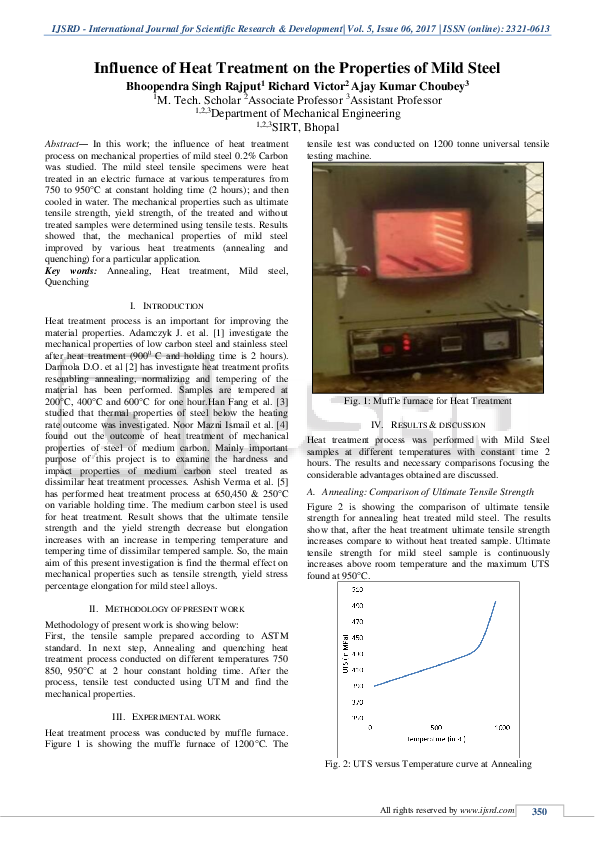 (PDF) Influence of Heat Treatment on the Properties of Mild Steel