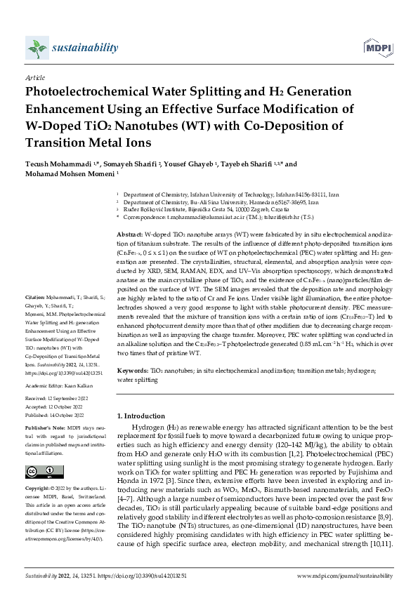 (PDF) Photoelectrochemical Water Splitting and H2 Generation ...