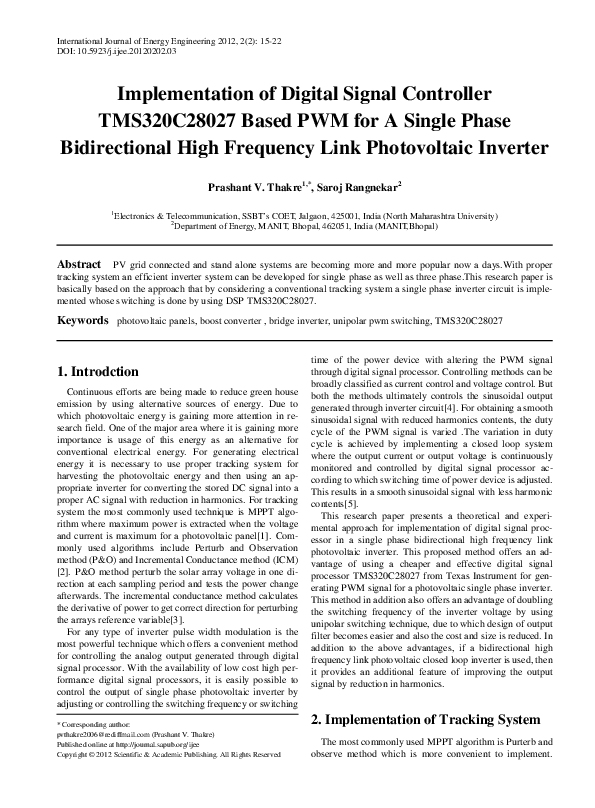 (PDF) Implementation of Digital Signal Controller TMS320C28027 Based PWM for A Single Phase ...